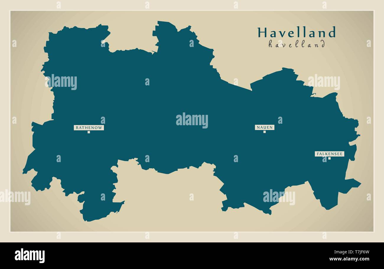 Modern Map - Havelland county of Brandenburg DE Stock Vector Image ...