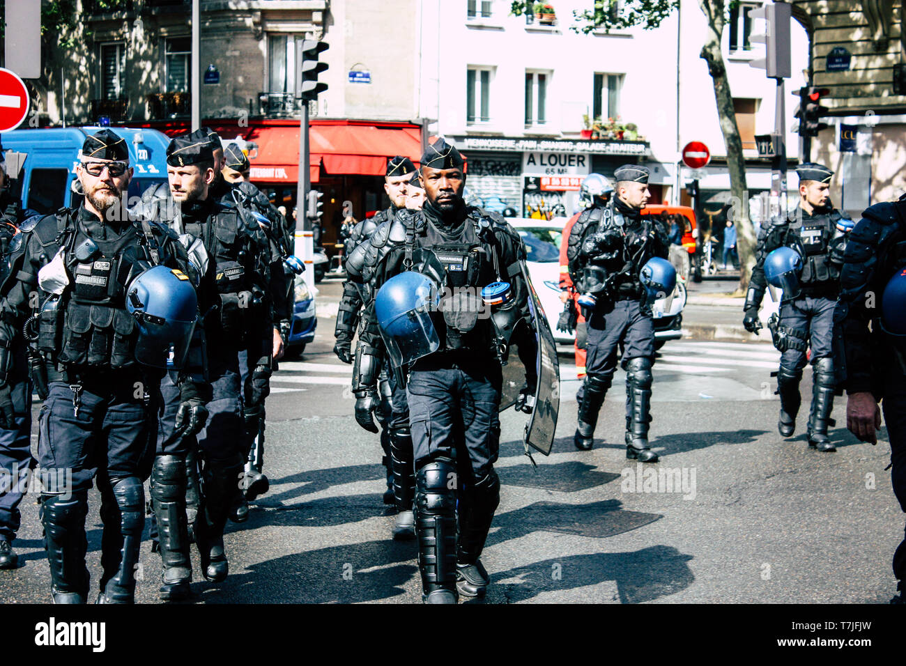 Paris France May 04, 2019 View of a riot squad of the French National ...
