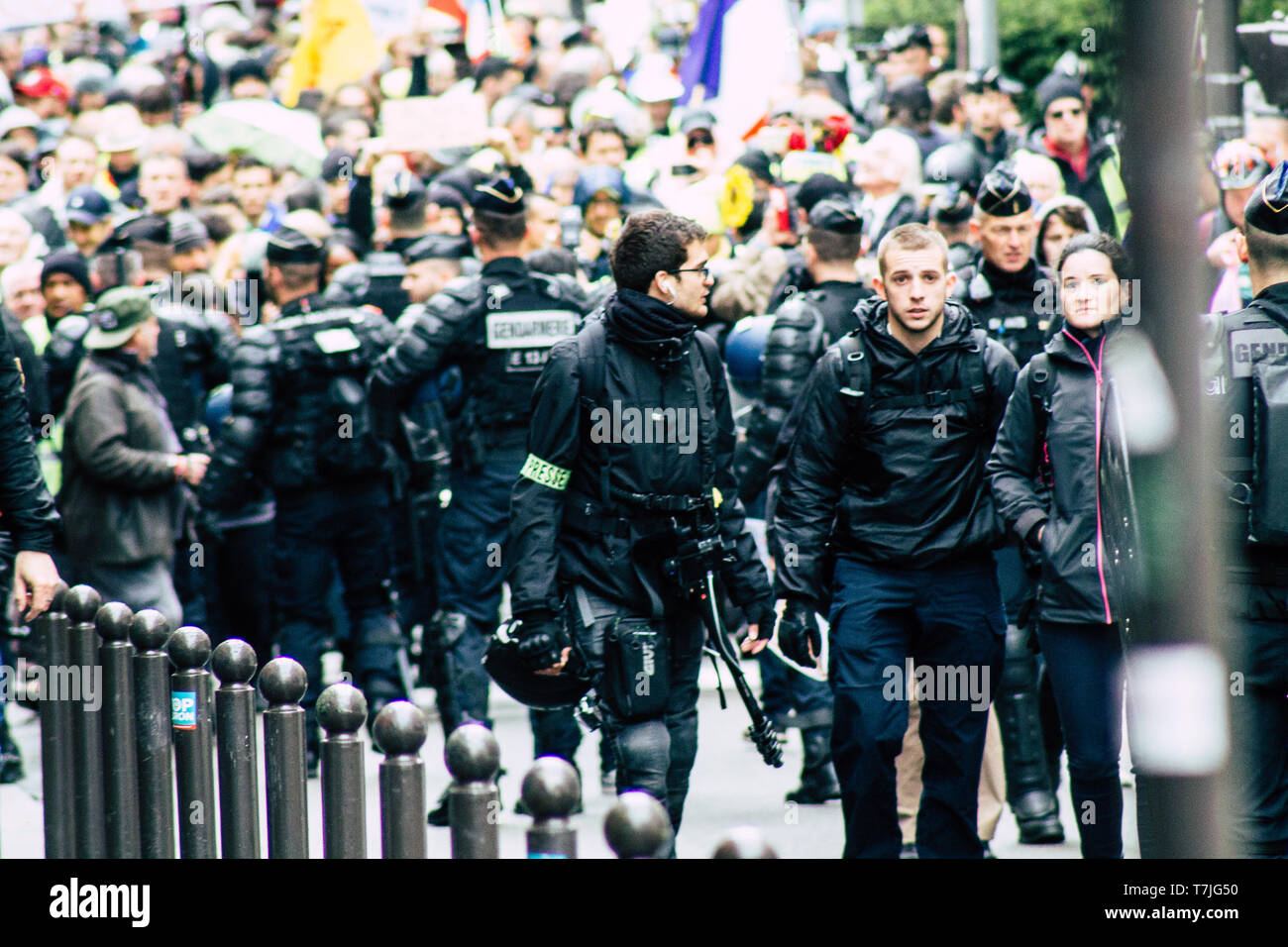 Paris France May 04, 2019 View of a riot squad of the French National ...