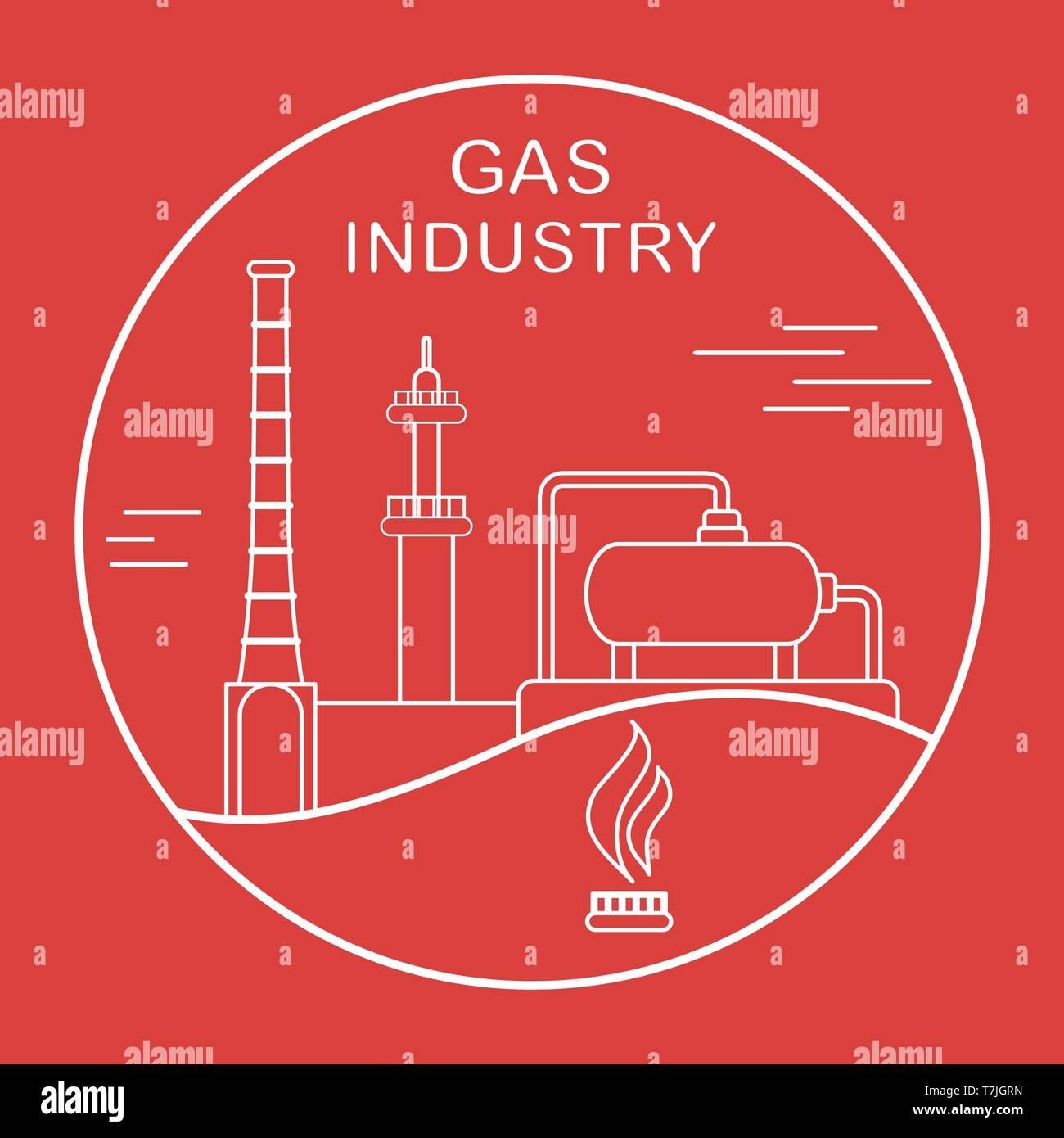 Vector illustration with equipment for gas production. Gas industry ...