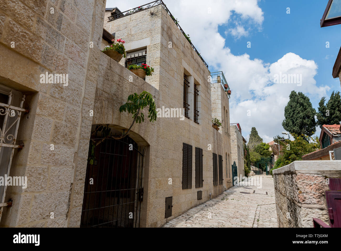 old district yemin moshe is jerusalem wit nice houses Stock Photo - Alamy