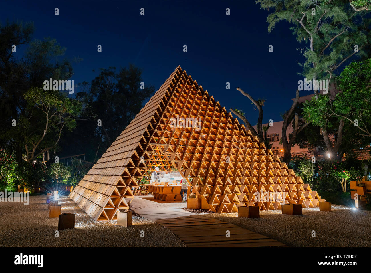 Taichung, DEC 20: Night view of the TLDC Tsumiki Pavilion of Taichung ...