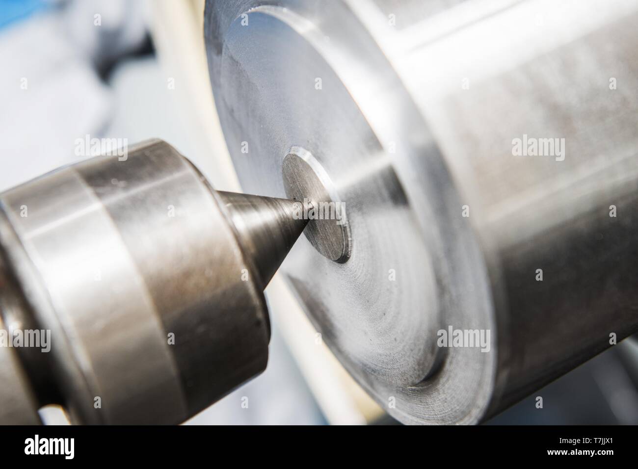 Lathe Metal Object Processing. Metalworking Industry Theme Stock Photo ...