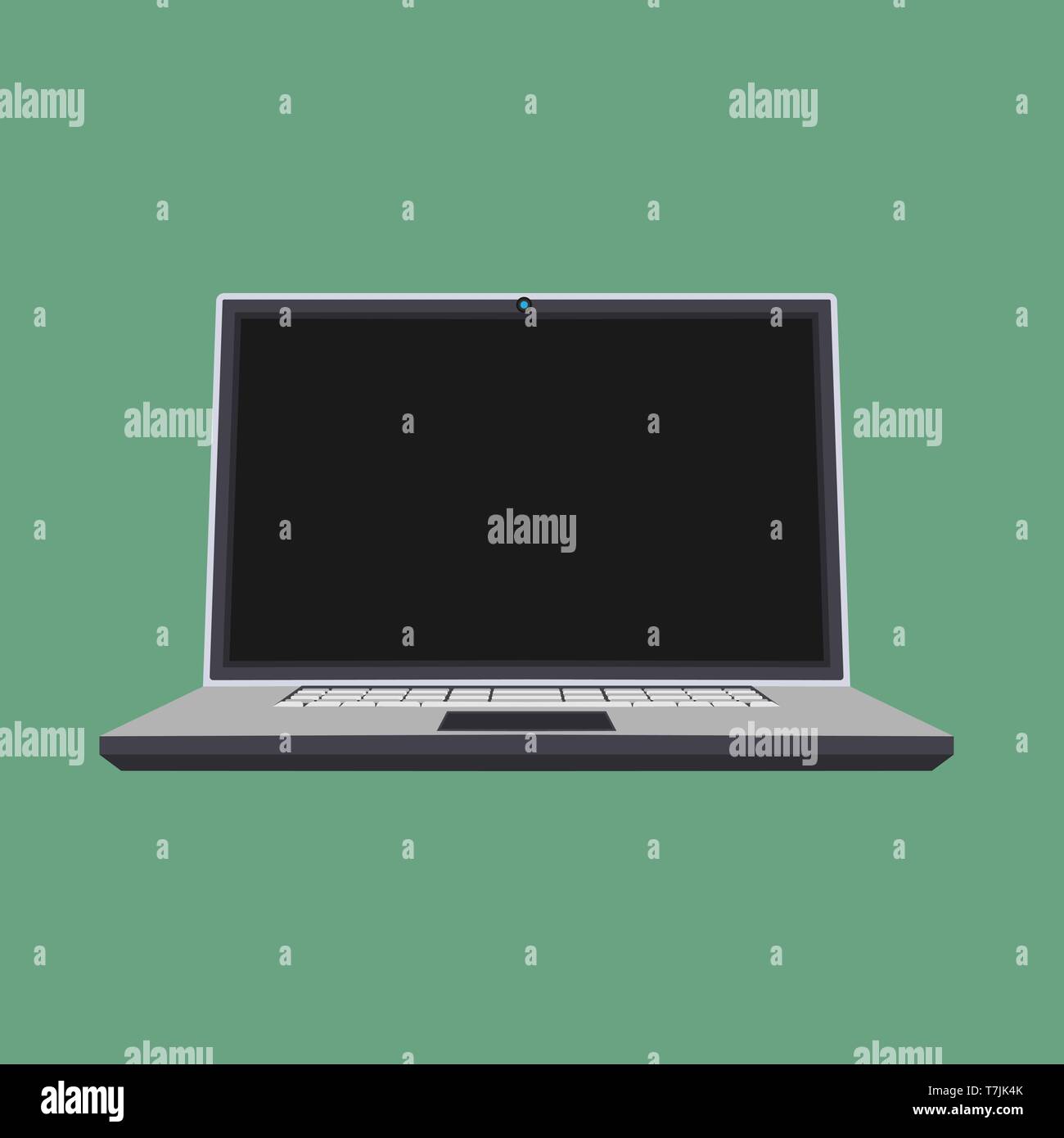 Laptop front view vector icon business screen blank. Above notebook ...