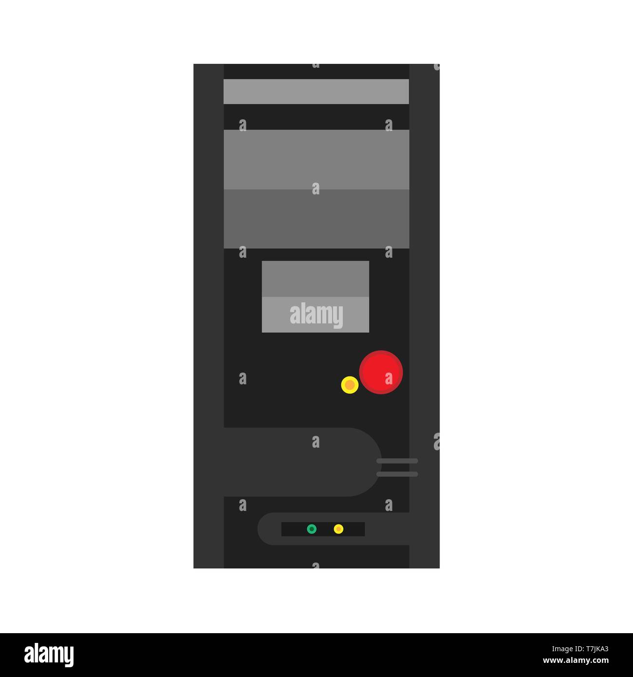 Tower Computer Vector Flat Icon Server Hardware Black Pc Cpu Case Network Workstation System