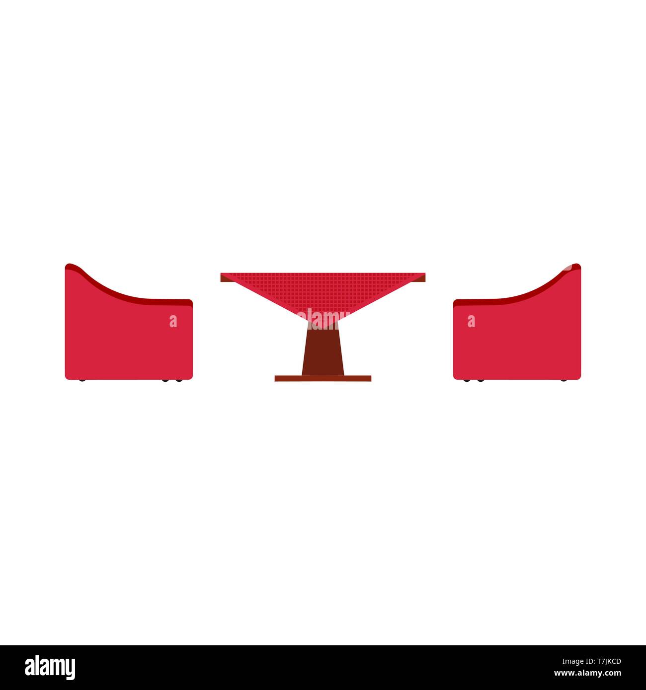 Cafe table side view vector flat icon illustration. Restaurant cartoon ...