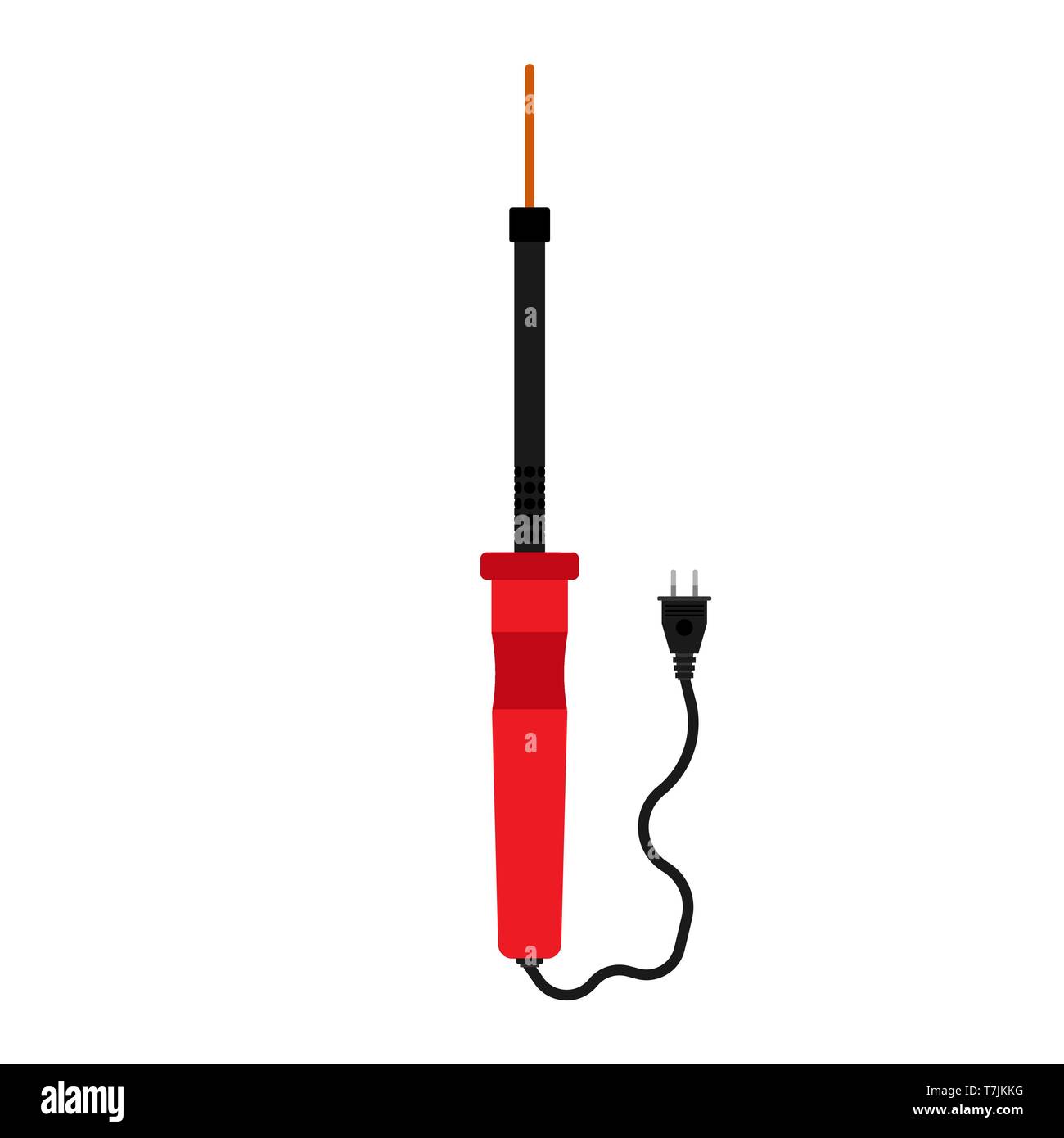 Soldering iron electronic vector icon tool handle. Work heat equipment ...