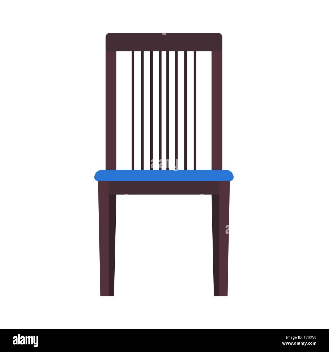Wooden chair front view vector icon furniture. Classic interior sit ...