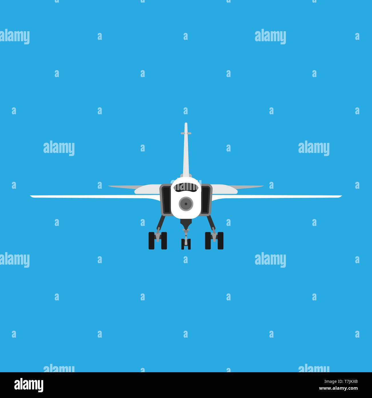 Attack aircraft vector military army aviation icon front view. War ...