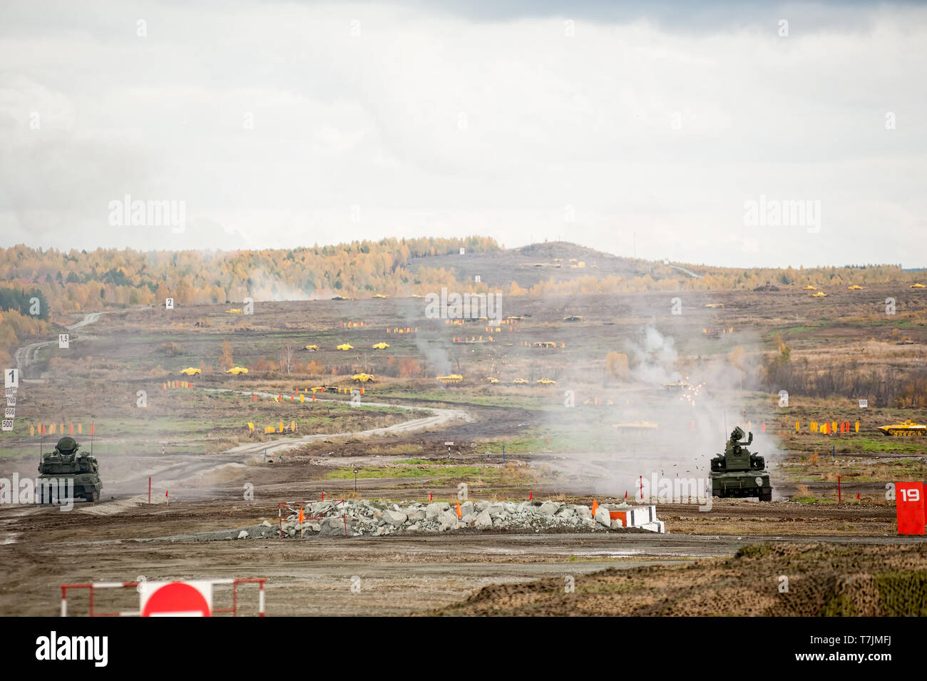 Nizhniy Tagil, Russia - September 26. 2013: Antiaircraft gun missile ...