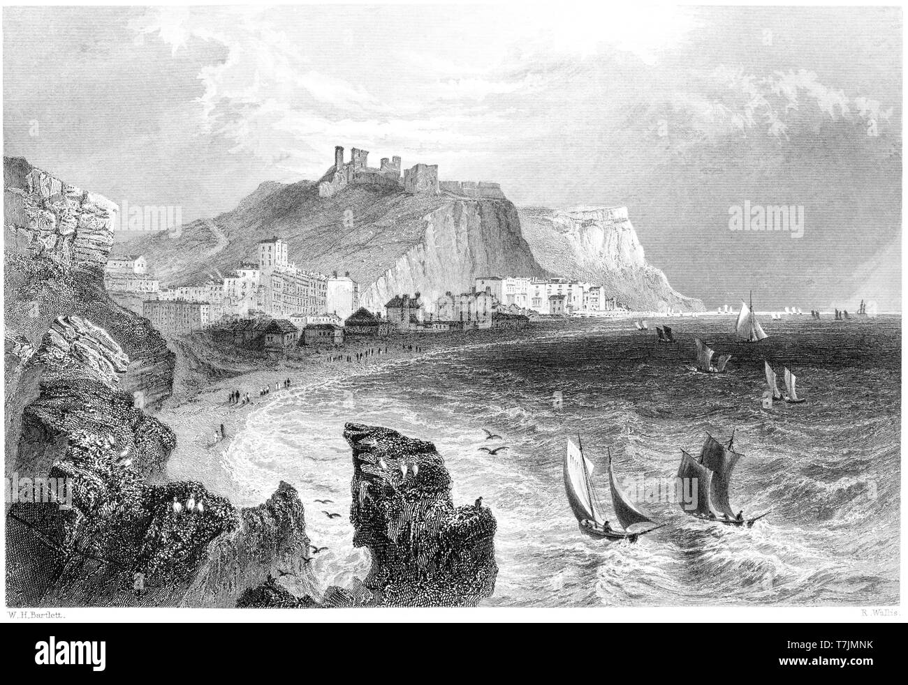 View from beach castle Black and White Stock Photos & Images - Alamy