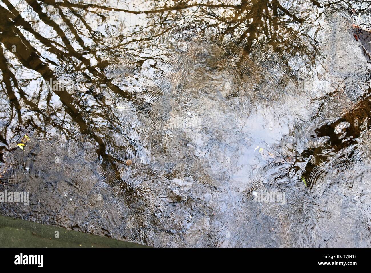 Close up surface of floating water with ripples and waves and some ...