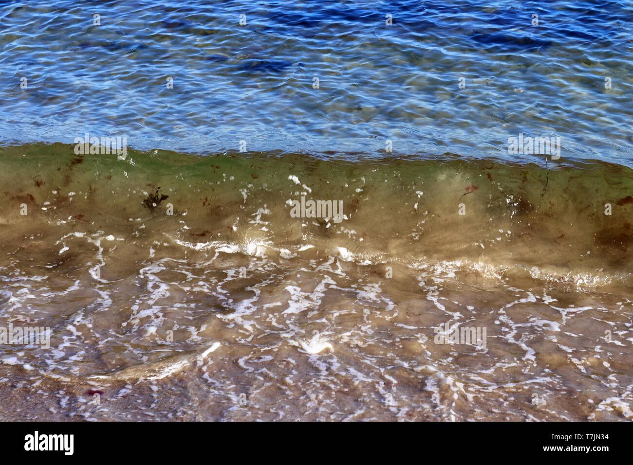 Close up surface of floating water with ripples and waves and some ...