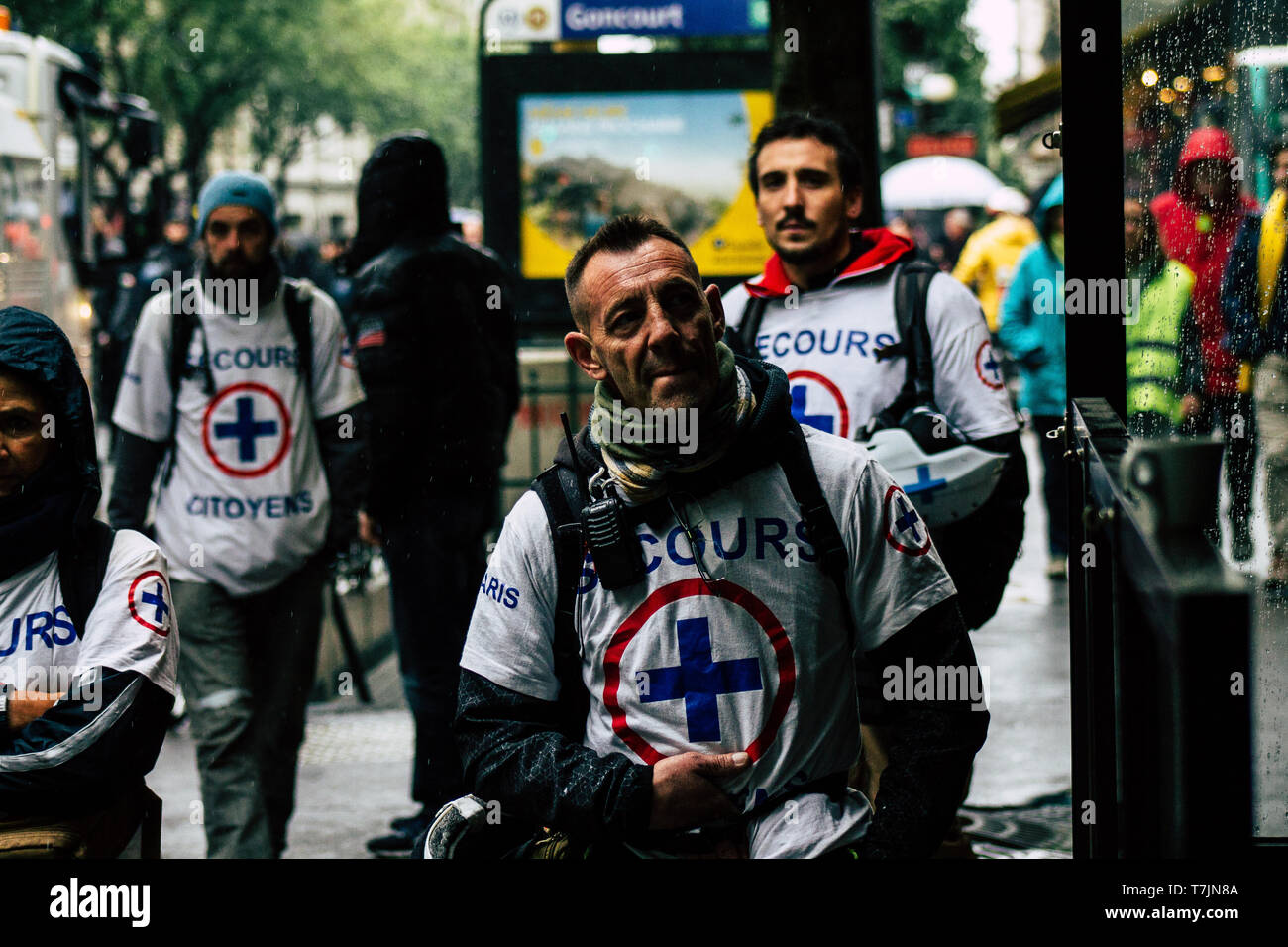 Paris France May 04, 2019 View of French street medic walking in the ...