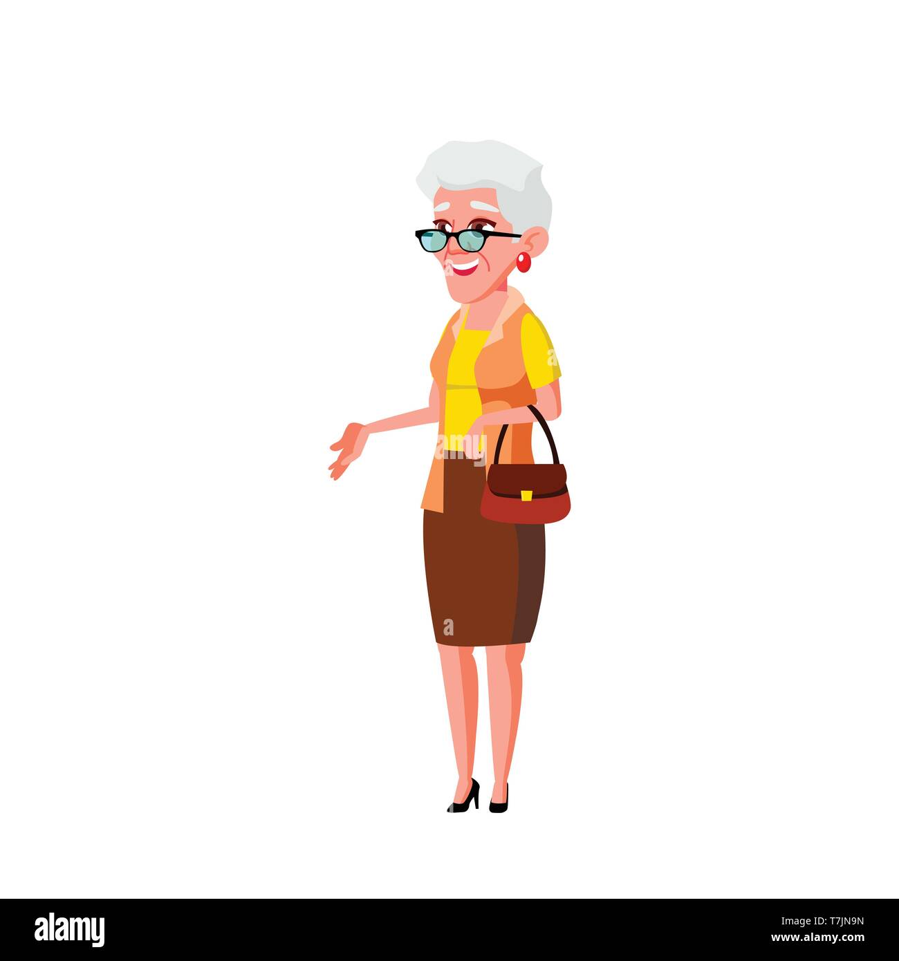 Caucasian Old Woman Vector. Elderly People. Senior Person. Isolated ...