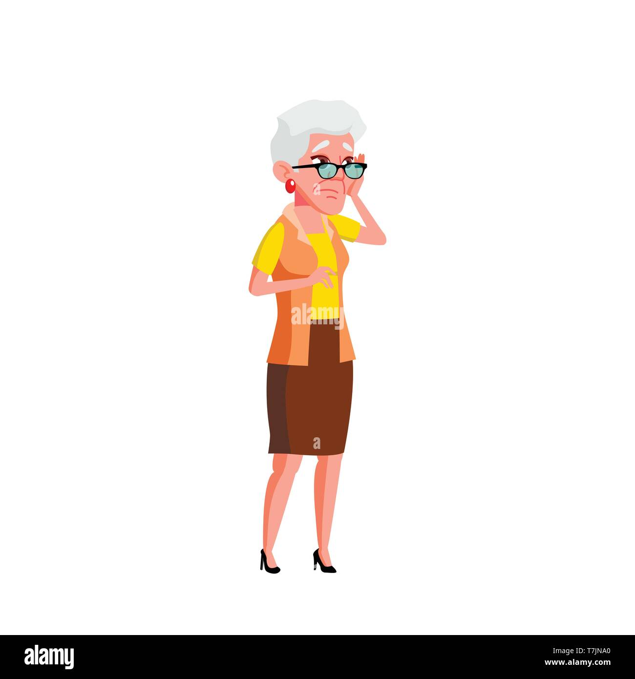 Caucasian Old Woman Vector. Elderly People. Senior Person. Isolated ...