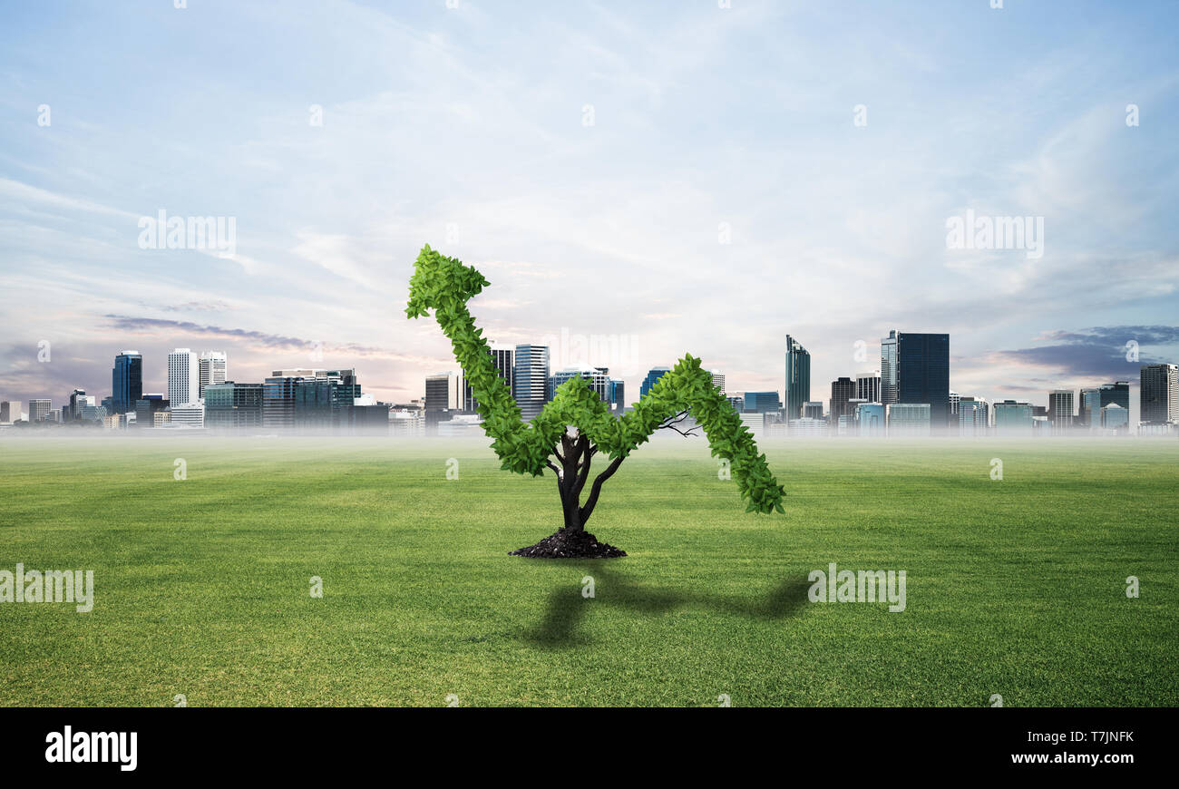 Green plant in shape of of grow up trend at field Stock Photo - Alamy
