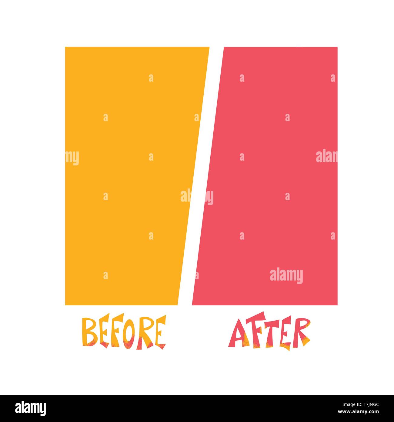 Before and after vector template with stylized words. Comparison ...