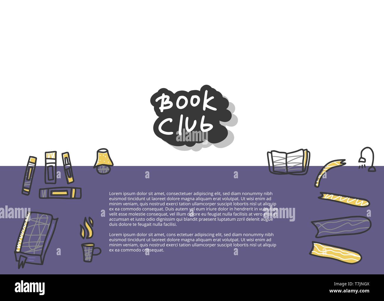 Banners template with books set in doodle style. Book club concept ...