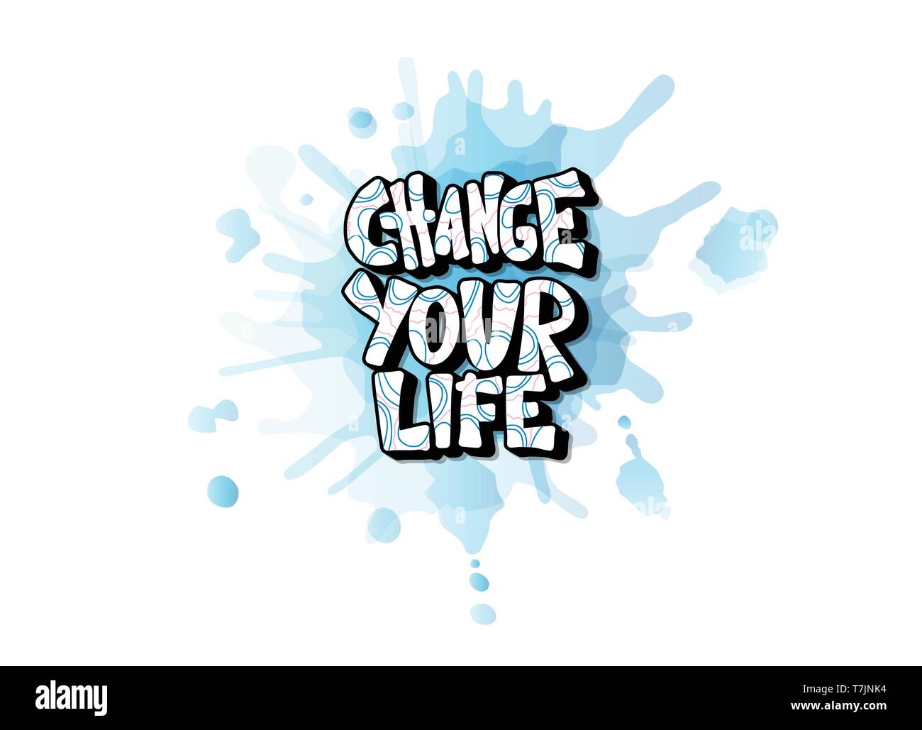 Change your life handwritten lettering with watercolor decoration ...