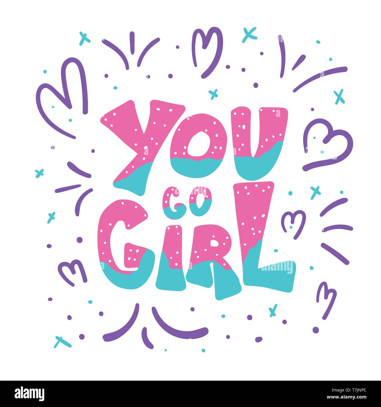 You go girl quote isolated. GRL PWR hand lettering. Feminist slogan ...