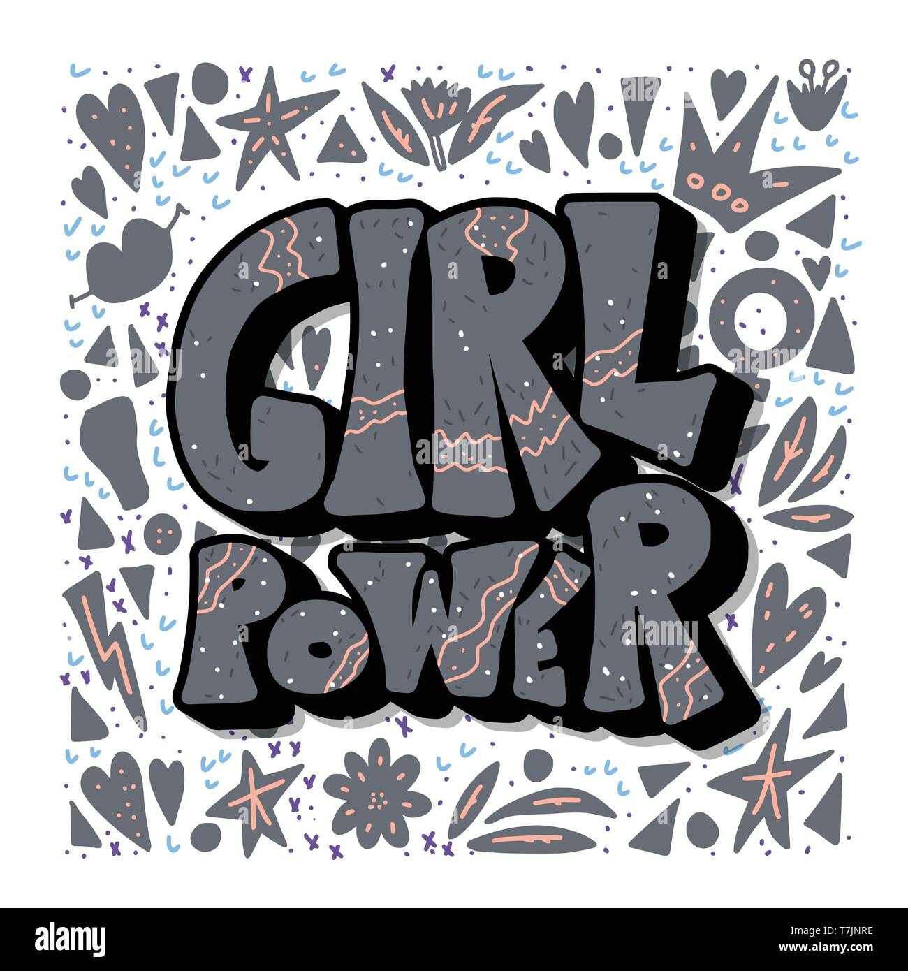 Girl power poster template. Quote with decoration. Vector conceptual ...