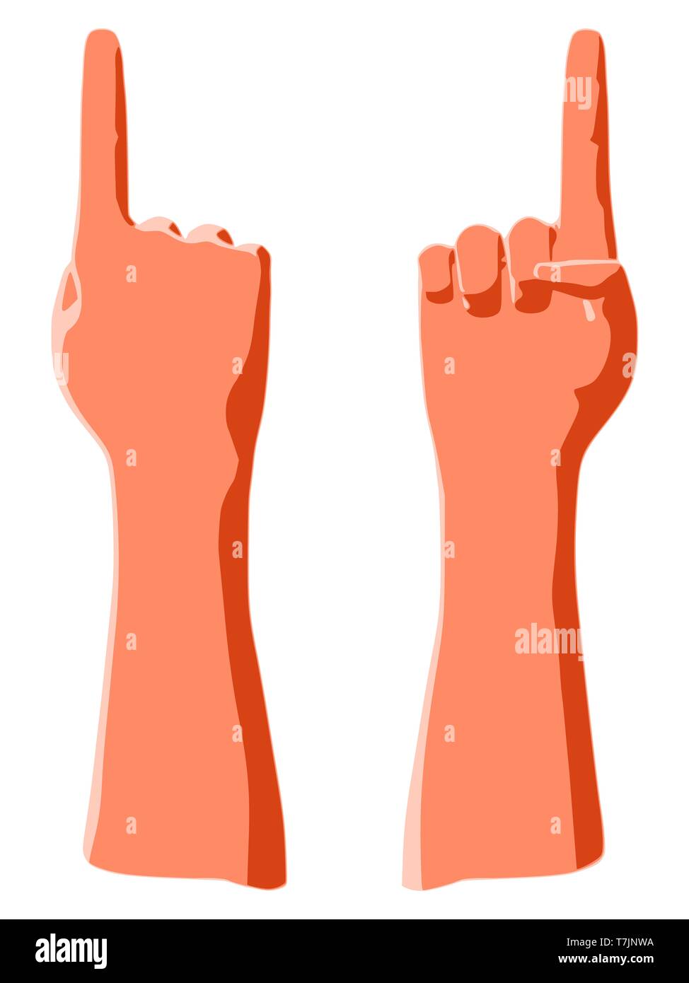 Index finger raised up as pointing gesture or concept of idea showing ...