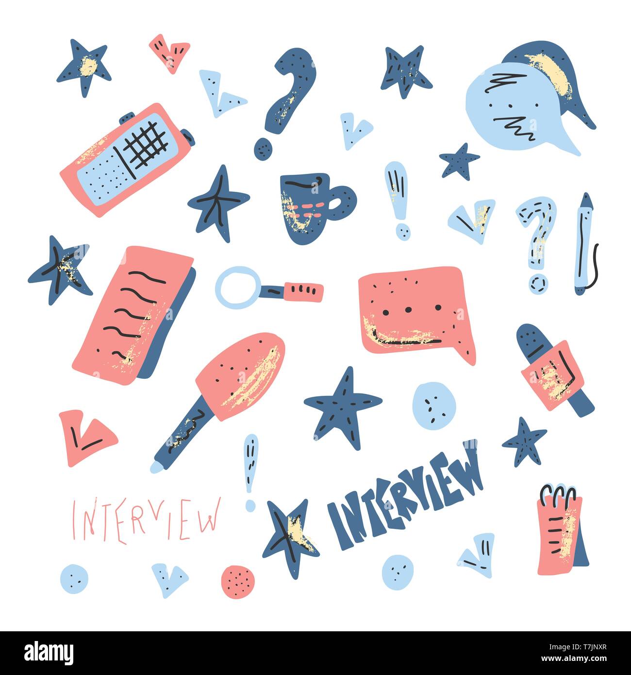 Set of interview tools in flat style isolated on white background ...