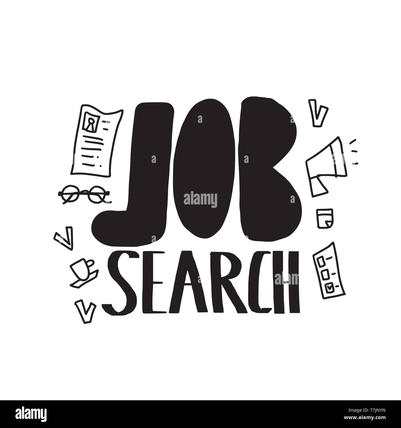 Job search concept. Vector black and white design illustration Stock ...