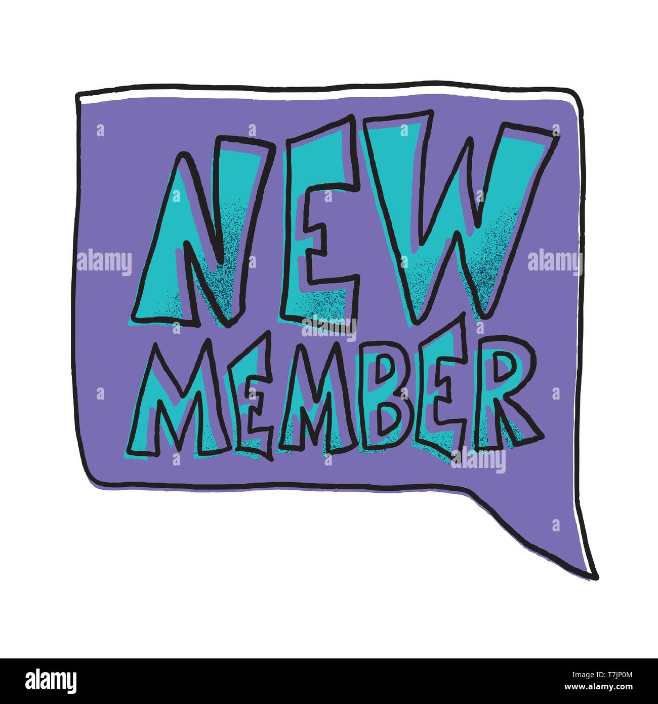 New member text. Stylized typography with bubble speech isolated on ...