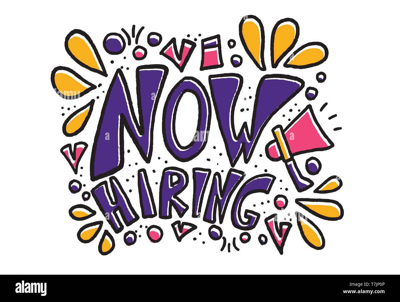 Now hiring lettering isolated on white background. Vacancy announcement ...