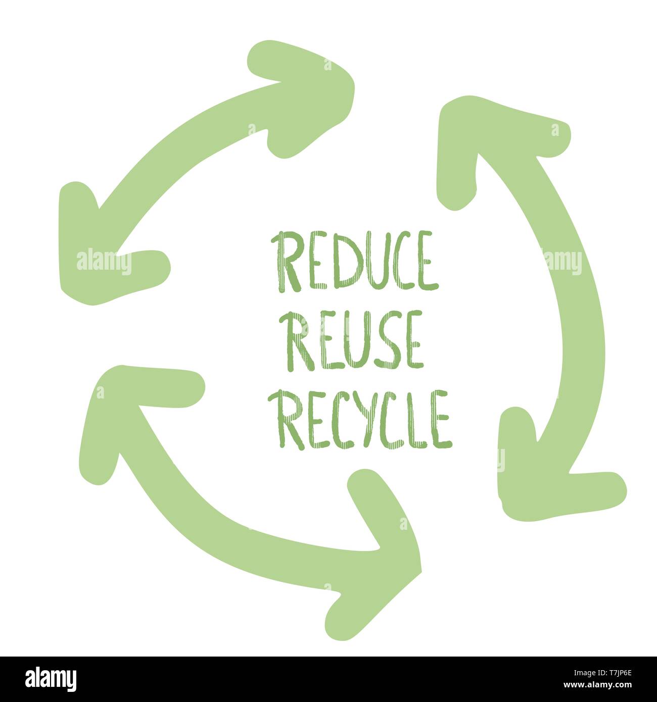 Reduce Reuse Recycle. Quote with decor. Emblem with handwritten lettering. Vector conceptual ...