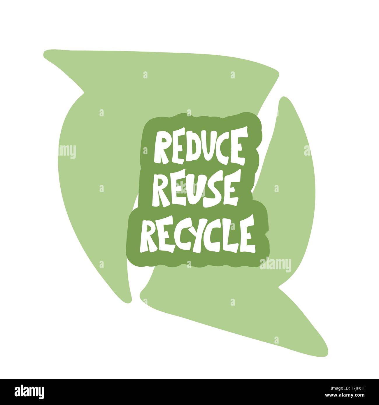 Reduce Reuse Recycle. Quote with arrow elements decor. Emblem with handwritten lettering. Vector ...