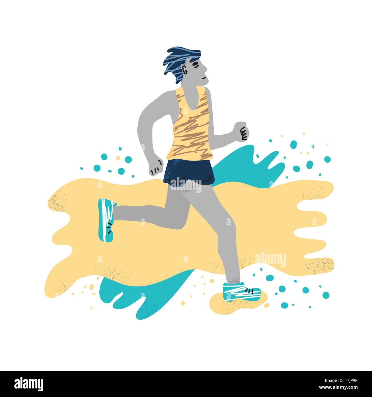 Sportsmet running. Flat runner isolated on white background. Vector ...