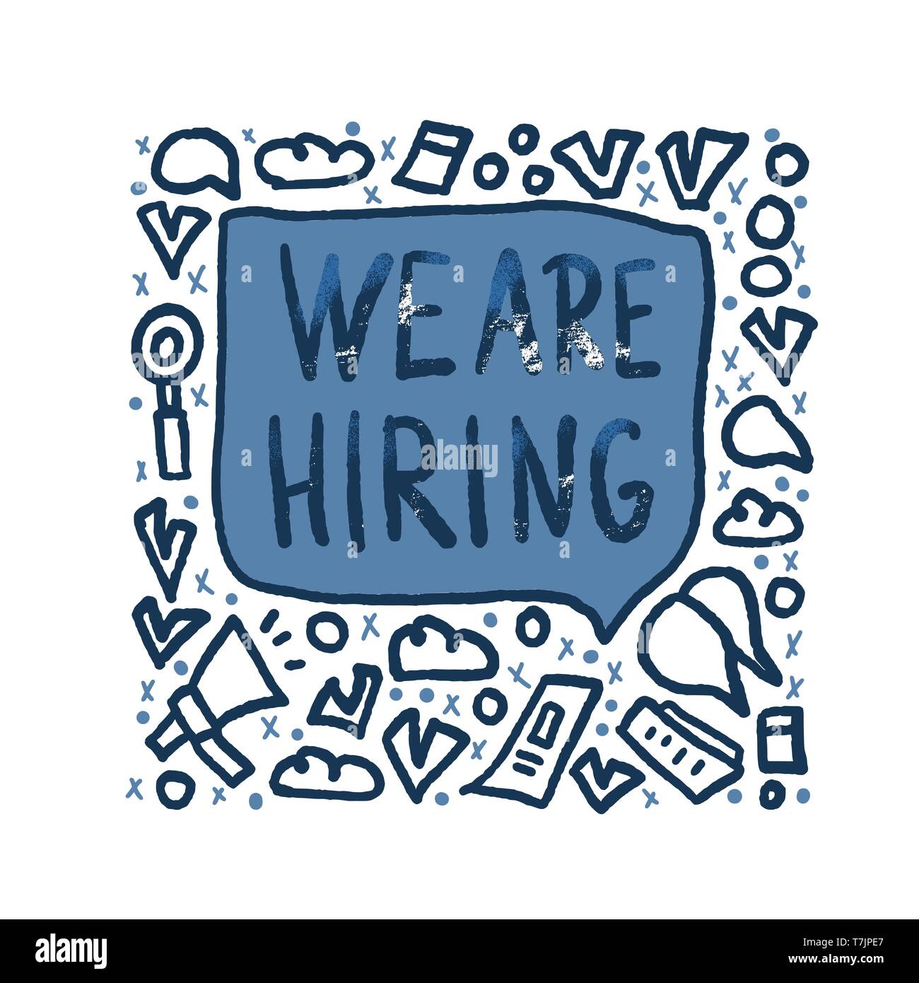 We are hiring message. Advertisement of vacancy. Bubble speech with ...