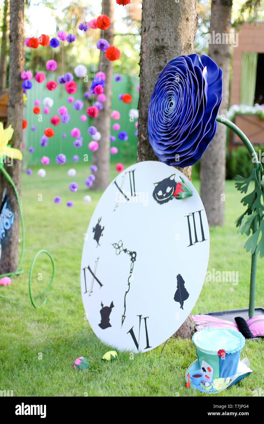 Clock as decoration on children playground Stock Photo - Alamy