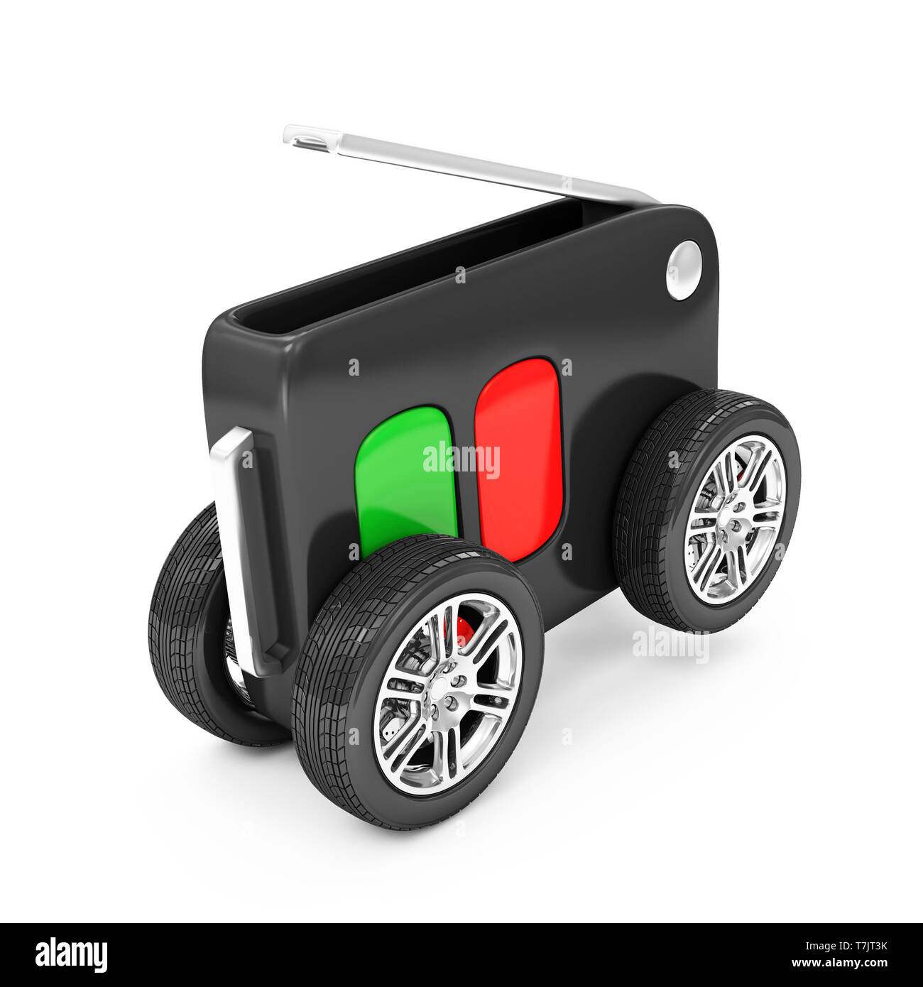 Car Key on Wheels isolated on white background Stock Photo - Alamy