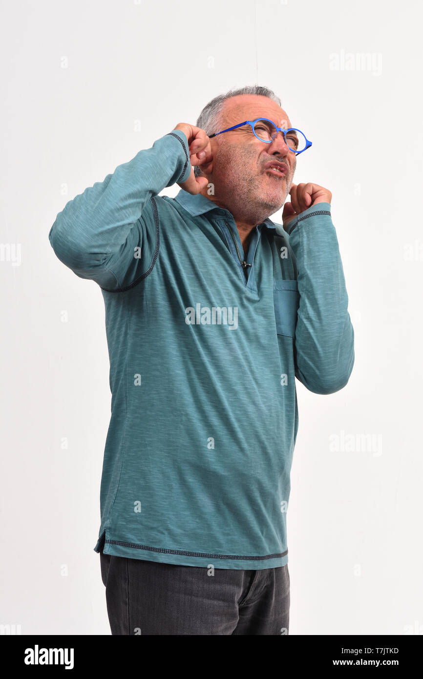 noise man on white background Stock Photo - Alamy