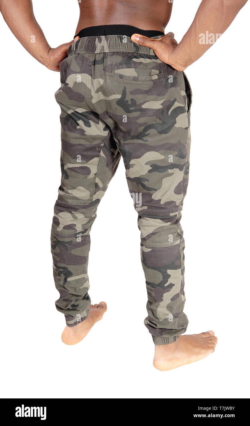 A close up image of the back of the legs of a young African man, bare ...