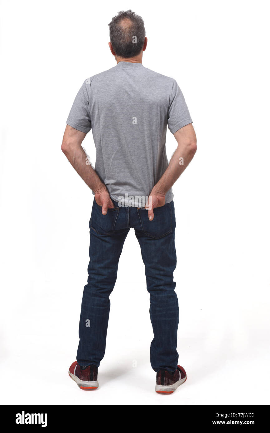 Rear view hand in blue Cut Out Stock Images & Pictures - Alamy