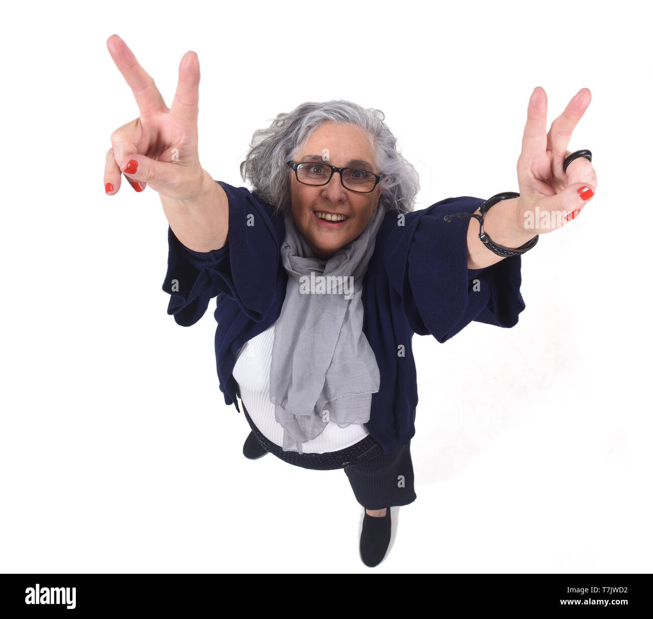 Peace sign woman portrait Cut Out Stock Images & Pictures - Alamy