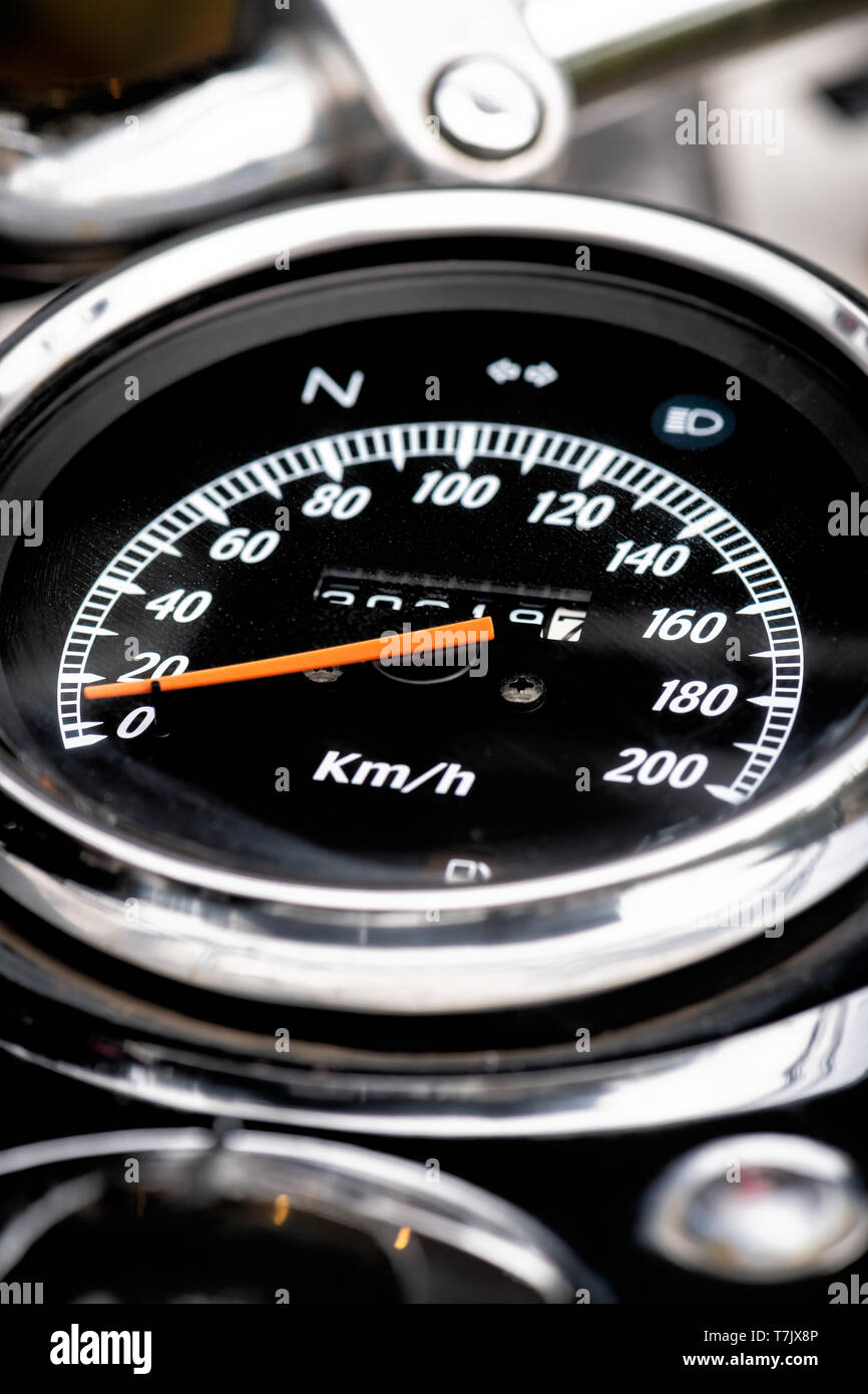 classic motorcycle mileage (dashboard , mileage) in white and black ...