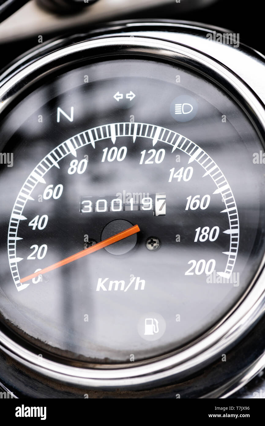 classic motorcycle mileage (dashboard , mileage) in white and black ...
