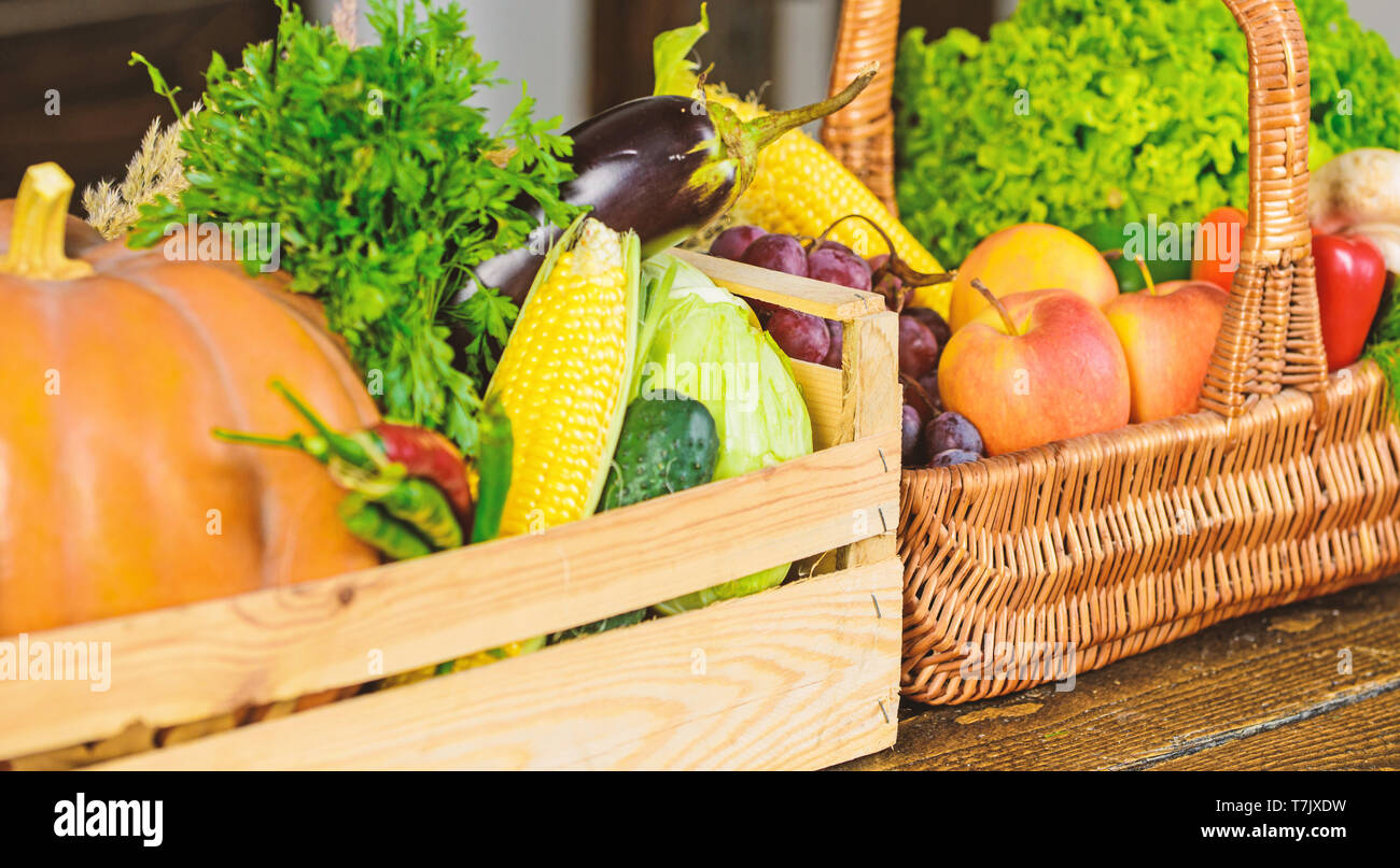 Fall harvest concept. Vegetables from garden or farm close up. Autumn ...