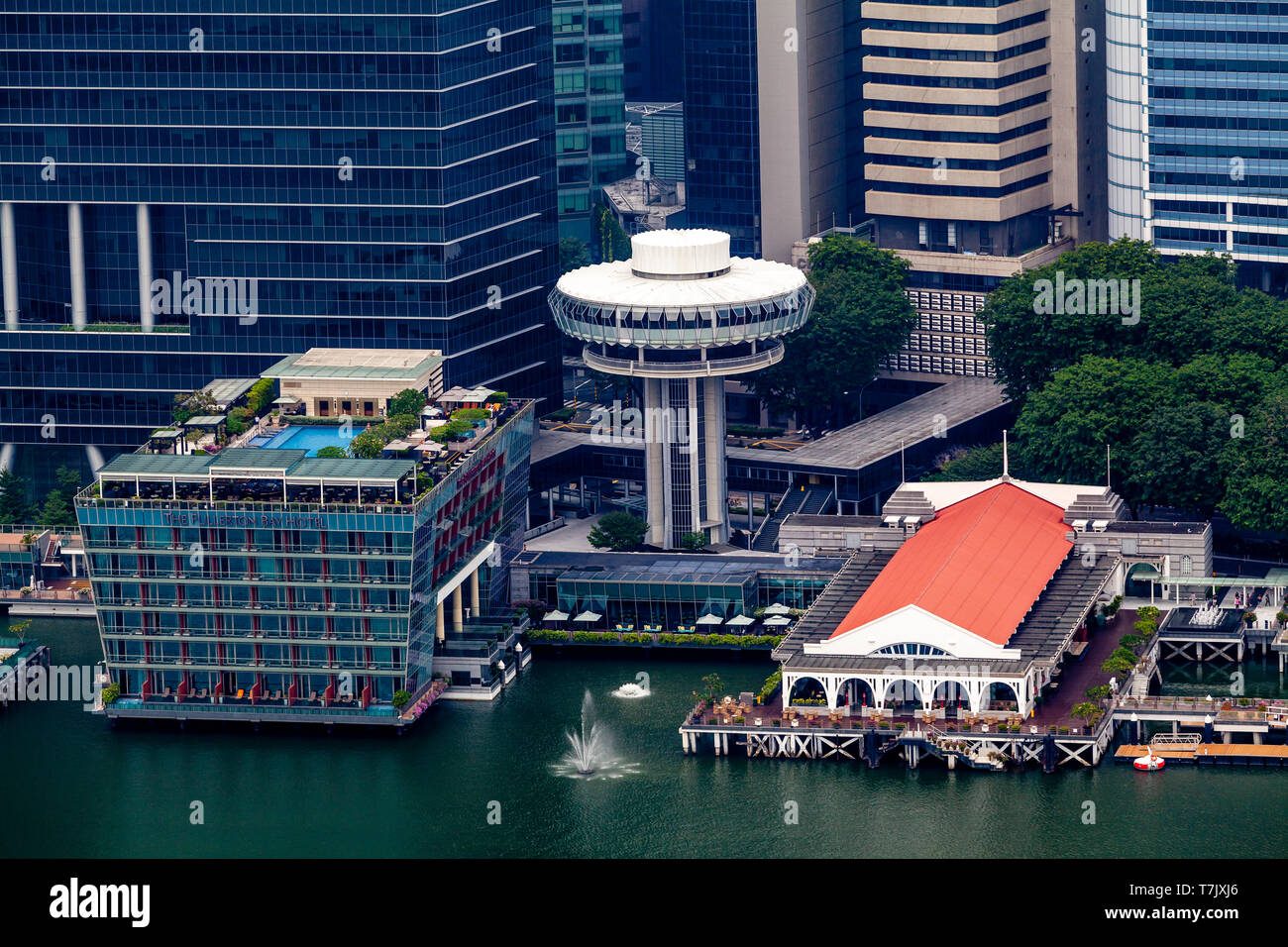 The Fullerton Bay Hotel and Singapore Skyline, Singapore, South East ...