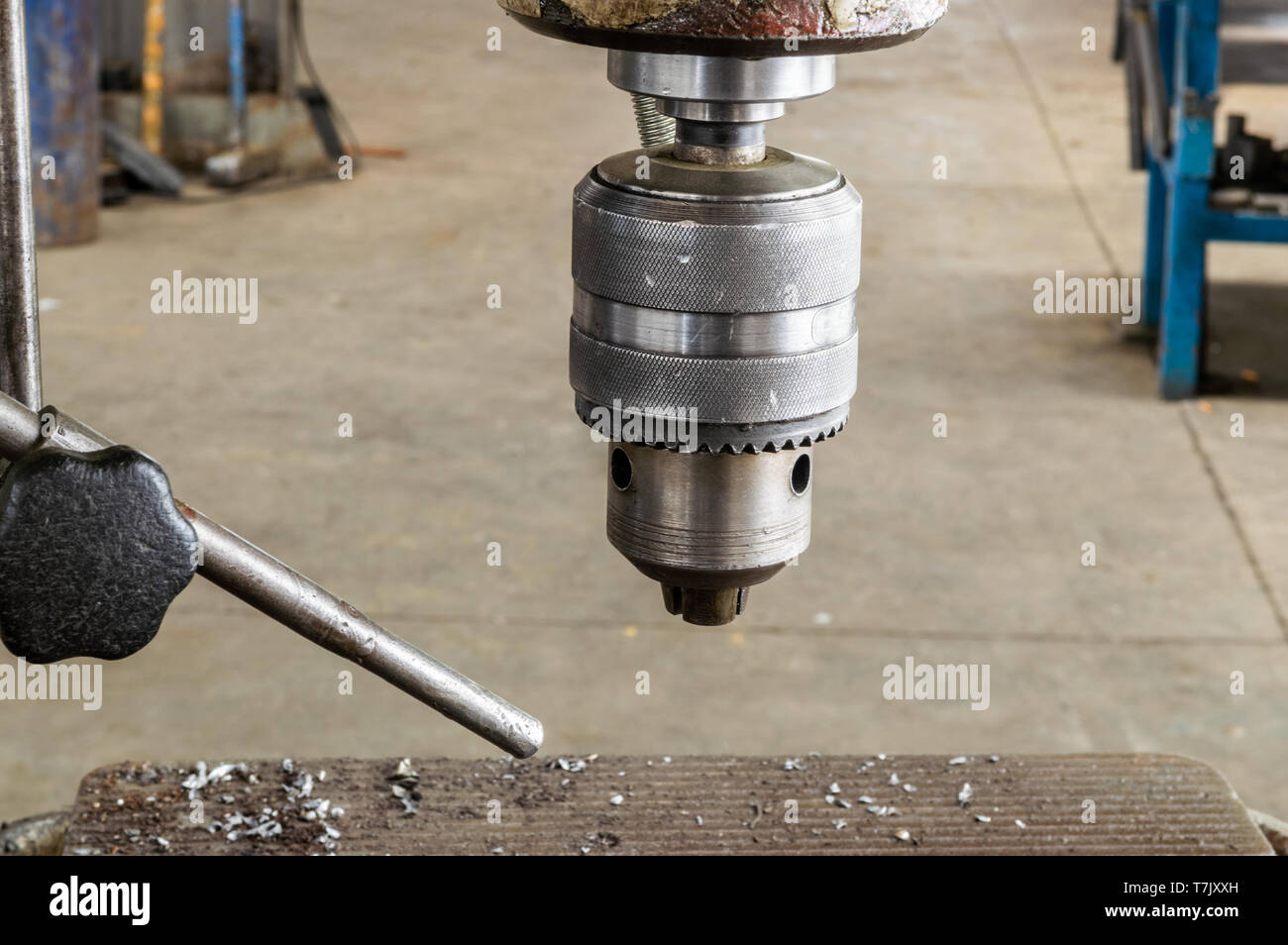 Industrial metal drilling tool in factory Stock Photo - Alamy