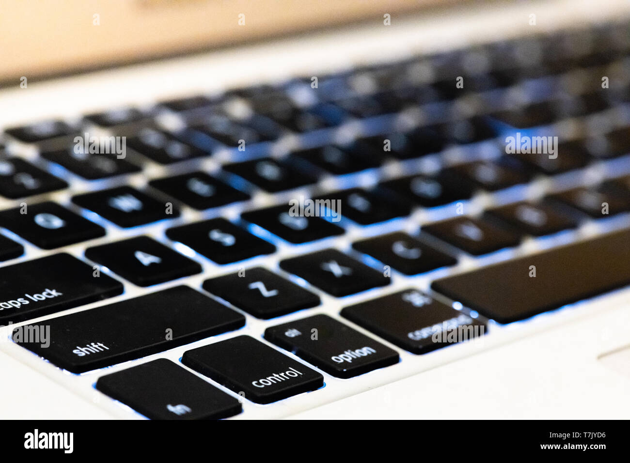 close up flat keyboard laptop for carry and use internet for ...