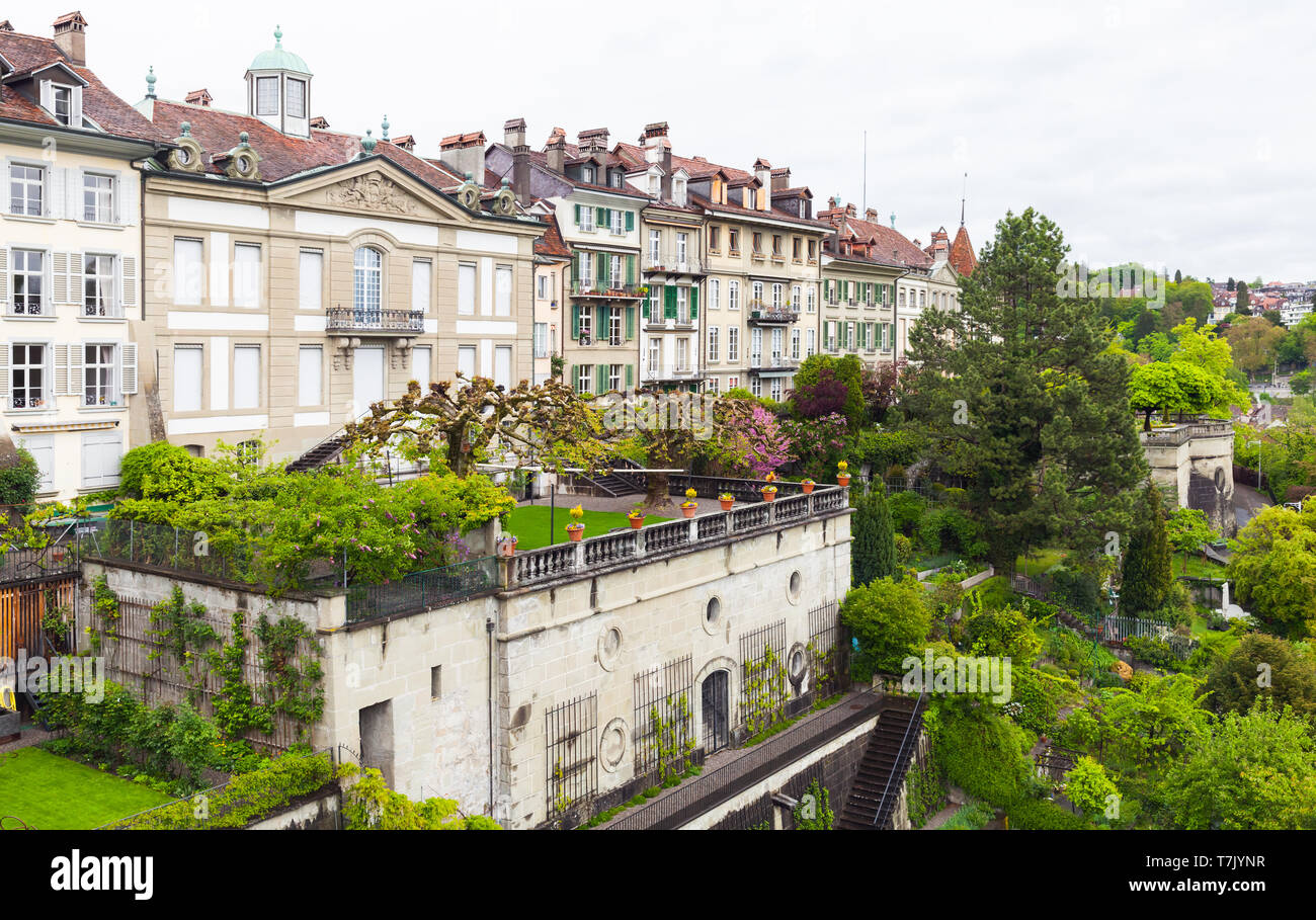 Bern, Switzerland. Landscape with old living houses and gardens at ...