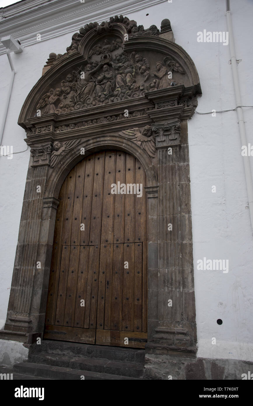 Built in the 17th century Santa Clara church represented by a door is a ...