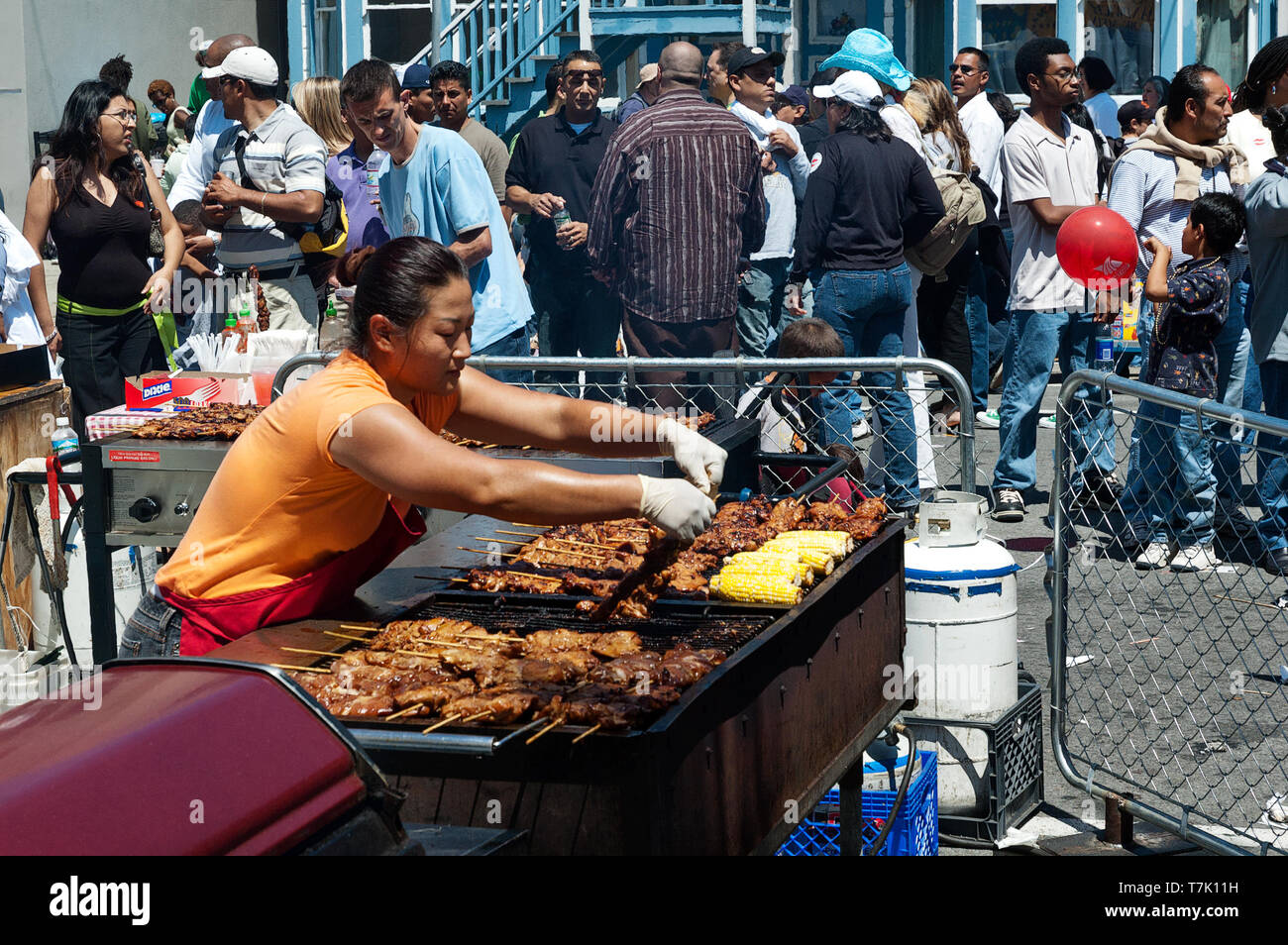Food stall at 2005 Carnival in Mission District of San Francisco USA ...